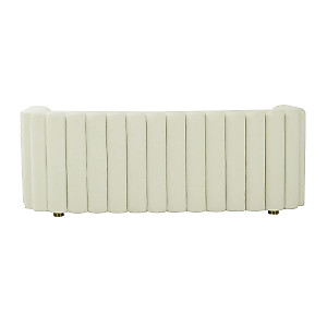 TOV Furniture Callie 29.1" H Modern Velvet Upholstered/Wood Sofa in Cream