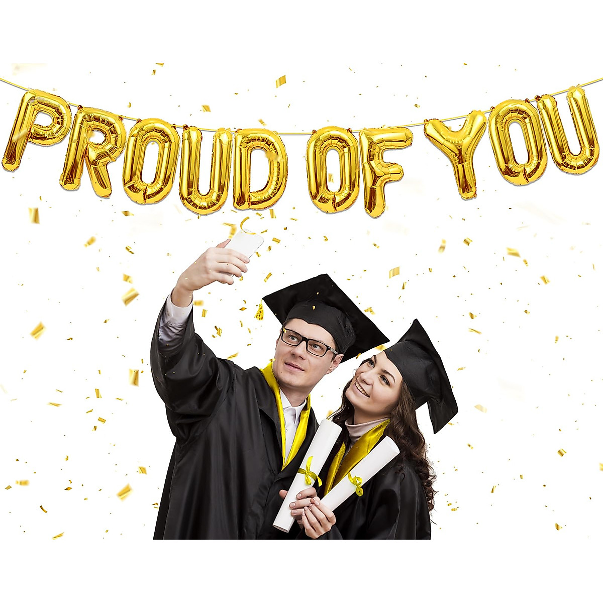 Proud of You Balloons, Gold We Are So Proud of You Banner, Premium Foil Graduation Balloons for Graduation Decorations Class of 2024, Congratulations Balloons for Congratulations Graduate Banner 2024