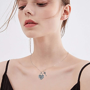 Cuoka Heart Locket Necklace That Hold Two Photos, 925 Sterling Silver Lock and Key Set, Mother Day Anniversary Birthday Gift for Women Girlfriend Daughter with Gift Box (Key & Heart)