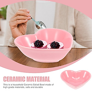 CALLARON 2Pcs Heart-Shaped Bowls Home Ceramic Bowl Dessert Bowl Salad Bowl Cute Heart Shaped Ceramic Bowl for Salad Soup Snack Dessert Best Kitchen Household Cooking Gifts