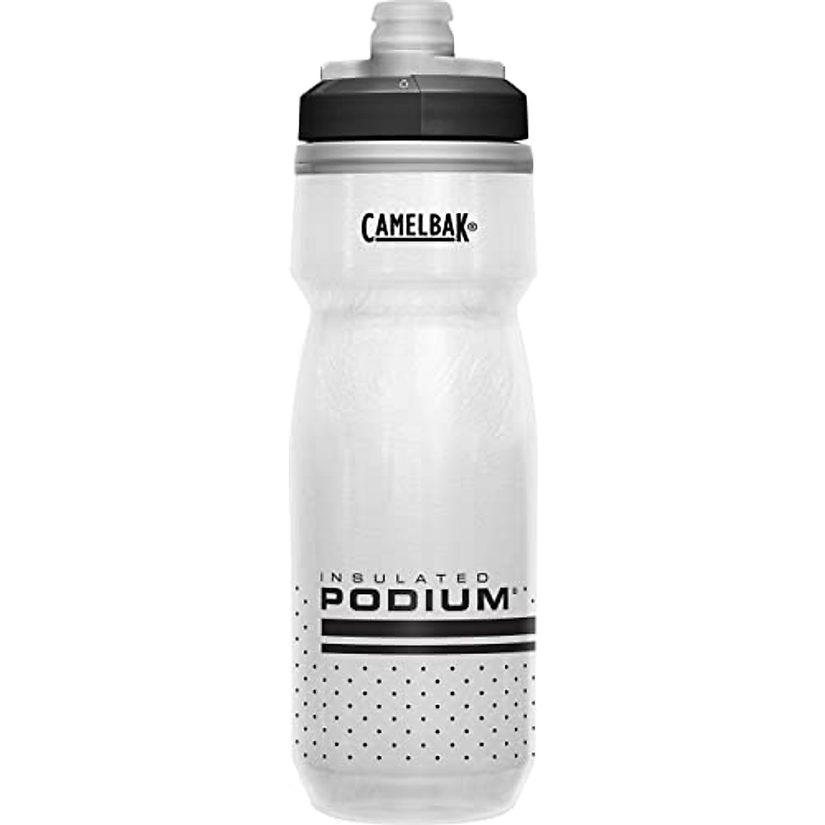 CamelBak Podium Chill Insulated Bike Water Bottle - Easy Squeeze Bottle - Fits Most Bike Cages - 21oz, White/Black