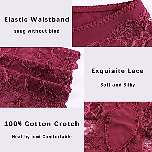 moonlight elves Women's Lace Underwear Plus size Boyshorts Soft Hipster Panties Comfort Sexy Sheer Panty for Ladies – Pack of 6, Size L
