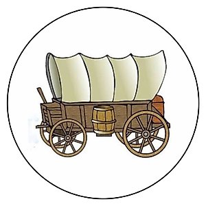 48 pcs Western Covered Wagon​​​​​​​​​​ Stickers Envelope Seals Labels Round Tags, Stamps Sticker for Gift Cards, Envelopes, Boxes for Holiday, Birthday, Christmas