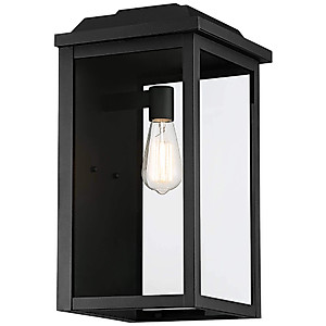 John Timberland Eastcrest Modern Outdoor Wall Light Fixture Textured Black 18 1/2" Clear Glass Panels for Exterior Barn Deck House Porch Yard Patio Outside Garage Front Door Garden Home Roof