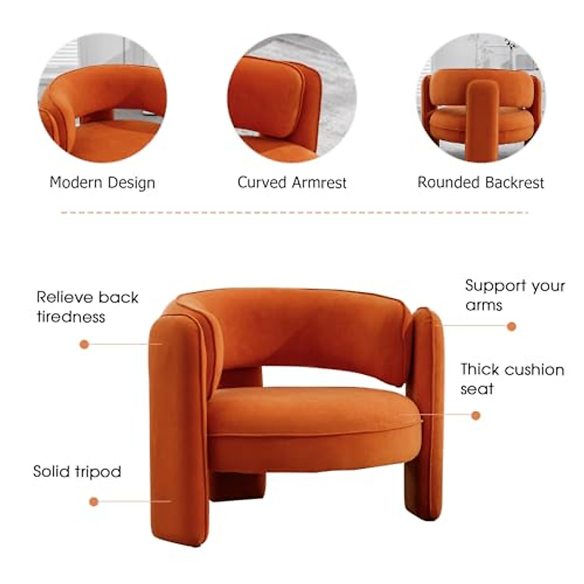 INZOY Mid Century Modern Accent Barrel Chair with Velvet Fabric, Comfy Upholstered Accent Armchair with Montage Design, Sherpa Boucle Chair for Living Room Bedroom Apartment, Light Yellow