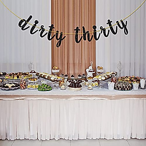 Helewilk Black Glitter Dirty Thirty Banner, Happy 30th Birthday Party Decoration for Women Men, Cheers to 30 Years, Funny Thirty Years Old Birthday Party Supplies