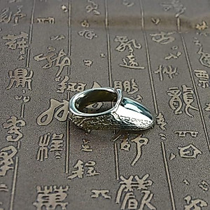 AMEYXGS Archery Thumb Ring Handmade Tibetan Silver Finger Protector Thumb Protector Ring for Outdoor Archery Hunting (19#)