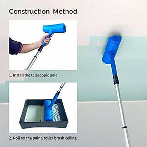 Nichiyo 10 Inch Ceiling Paint Roller with Shield Roller and Shield with Adjustable Head Ceiling Paint Roller No DripRoller Without Splatter Paint Brush for Painting Ceilings Walls(EL01152)