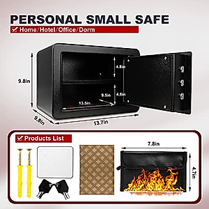 Home Safe Box Fireproof Waterproof With Digital Keypad Key and Fireproof Cash Bag,Money Safe Box Perfect for Home Firearm Jewelry Cash Medicine Documents (0.8 cub)