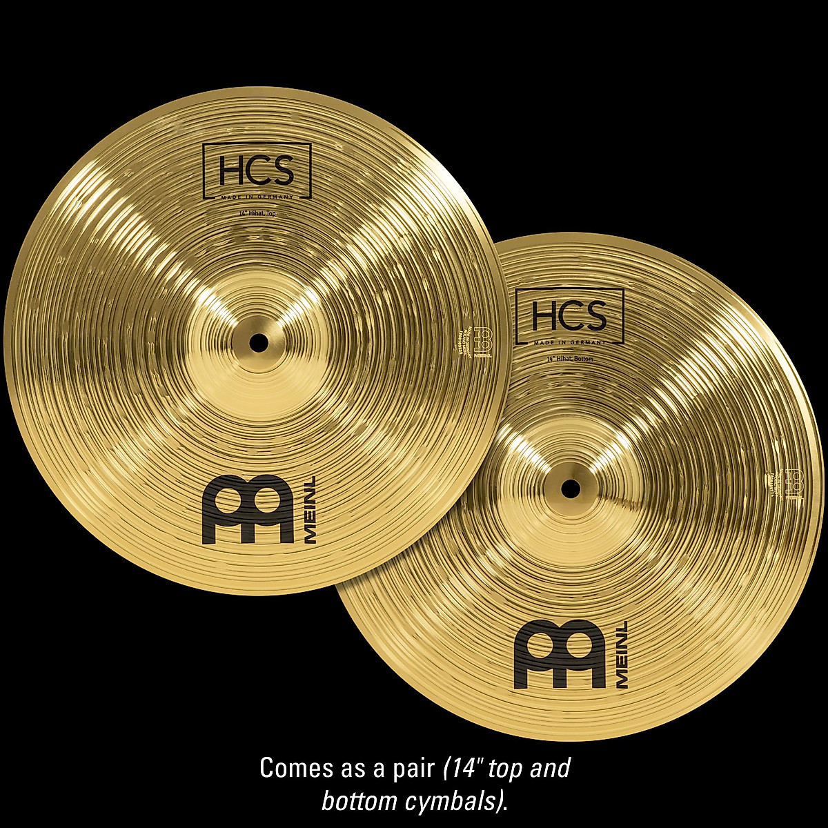Meinl 14” Hihat (Hi Hat) Cymbal Pair – HCS Traditional Finish Brass for Drum Set, Made In Germany, 2-YEAR WARRANTY (HCS14H)
