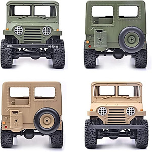 QIYHBVR 1/14, 4x4 Hobby Grade RTR RC Car Mini RC Rock Crawler Military, 2.4Ghz RC Truck with Removable Tools, LED Lights, Battery and USB Charger for Adults