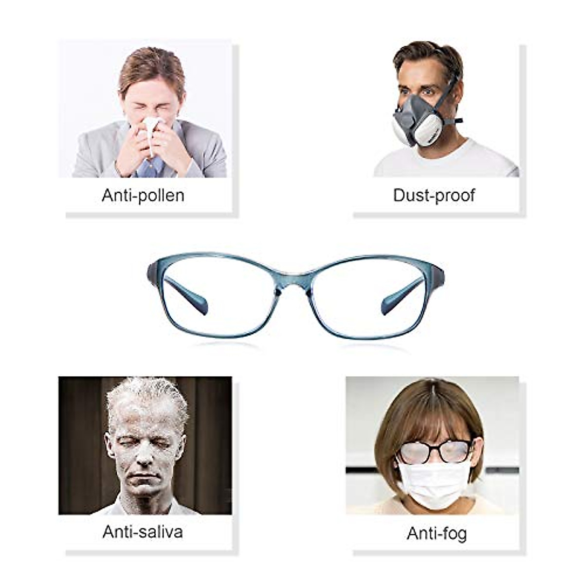 Zoldag Anti Fog Safety Goggles Glasses for Women Blue Light Blocking Eye Protection With Side Shields Safety Glasses