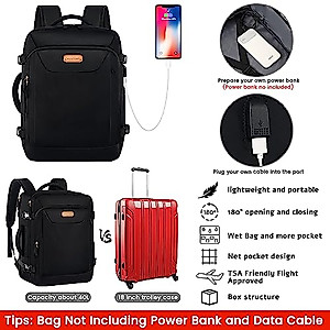 Carry on Backpack, Flight Approved Extra Large Travel Backpack with USB Charge Port, TSA 17 Inch Anti-Theft Laptop Backpack Lightweight Daypack Business College Weekender Overnight Bag, Black