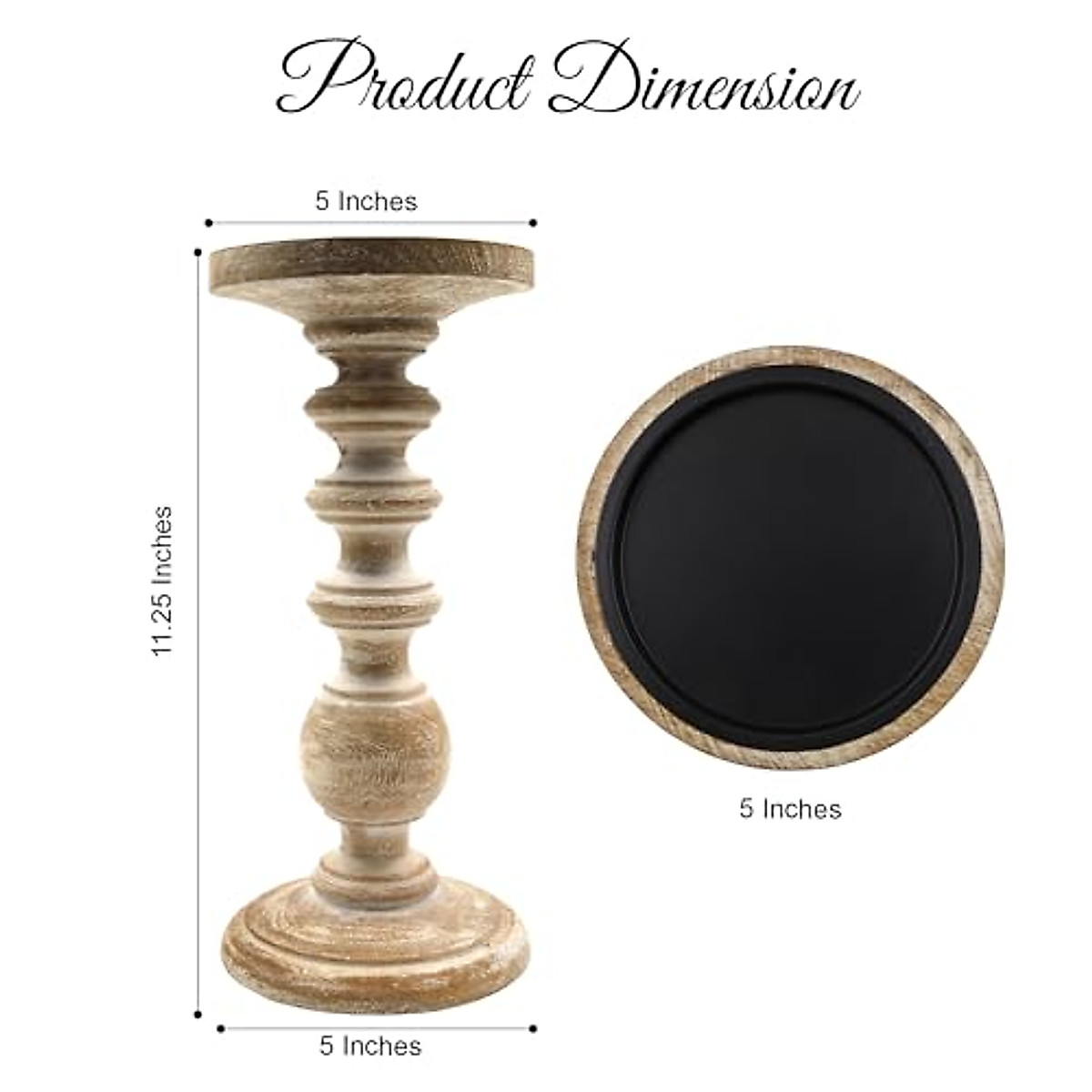 Hosley Set of 2 Natural LED Wooden Pillar Candle Holder 11" High, Country Style Ideal Gift for Wedding Party Home Spa Reiki, Aromatherapy Settings LED Votive Candle Gardens