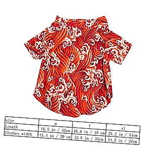 Vest Custume Top Printed Spring Beach Puppy Shirt Pet Clothes Jackets XL Style Coat for Japanese Dog Floral Dogs Creative Cats Summer Size Party Outfits Sleeve Kitten Red Short