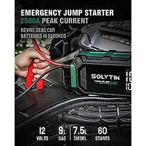 SOLVTIN 224Wh Portable Power Station with 2500A Jump Starter, Lithium Battery Backup with 120W AC Outlet, PD100W USB-C Bilateral Port, LED Light, Power Bank for Camping Home Office (Traveler 240)