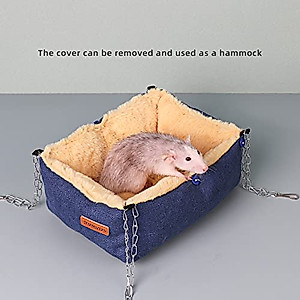 Rat Hammock for Cage, Guinea Pig Hideout Small Animal Hammock House Rat Hut, Sugar Gliders Beds Cage Accessories for Chinchilla,Hamster,Rat,Bunny,Squirrel,Gerbil (Blue)