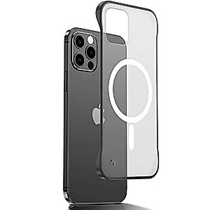 COMBOMTEK Slim Case for iPhone 12 Pro Max Compatible with Magsafe, Ultra Thin Frameless Case with Mag Safe Qi Wireless Charging