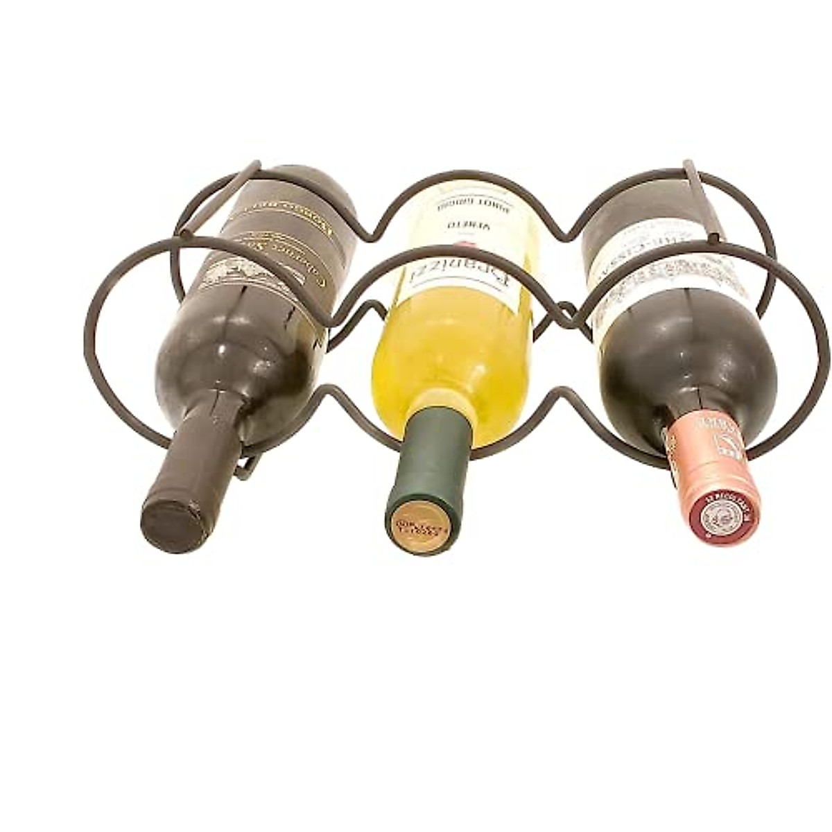 Steel Wine Holder Table Top Countertop Stackable Free Standing Vertical Holder Organizer Modern 5 Bottle (Black Matte)