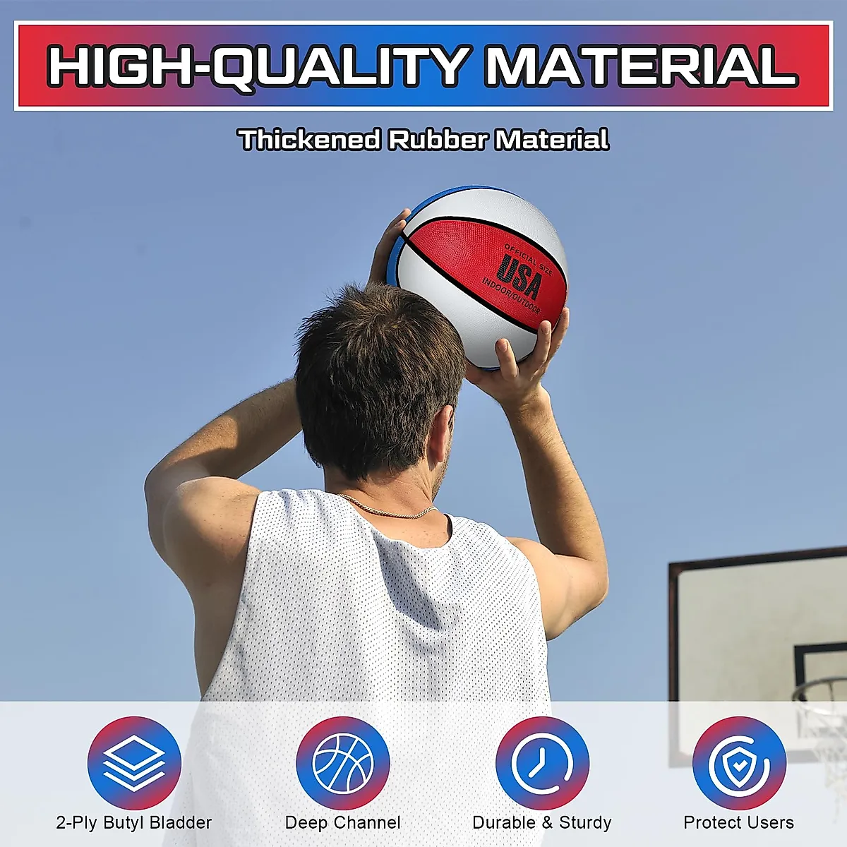 Junkin 6 Pcs Rubber Basketballs Bulk with Pump Official Indoor Outdoor Basketball Balls Weighted Training Basketball for Game Practice Kids Youth Teens Adults Back to School(Size 7)