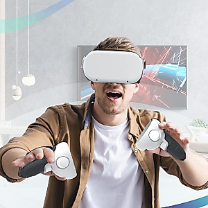 CNBEYOUNG Touch Controller Grip Cover Compatible with Quest 2, Anti-Throw Handle Sleeve Quest 2 Accessories with Nylon Adjustable Wrist Knuckle Strap(Black)