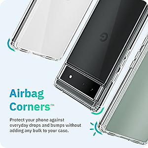 for Google Pixel 6a - JIC Bundle [4 in 1] - Slim Hybrid-Material Clear Case with Protective Airbag Corners + 2 Ultra Clear Tempered Glass Screen Protectors + 1 Screen Polishing Cloth