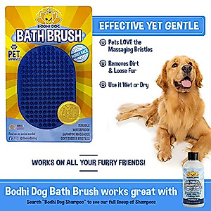Bodhi Dog New Grooming Pet Shampoo Brush | Soothing Massage Rubber Bristles Curry Comb for Dogs & Cats Washing | Professional Quality