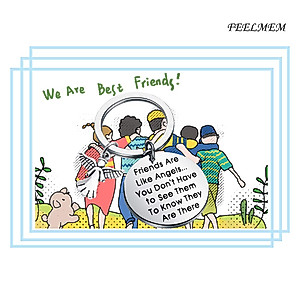 FEELMEM Friendship Keychain Friends are Like Angels You Don't Have to See Them to Know They are There Friend Jewelry Gift for BFF Sister (Silver)