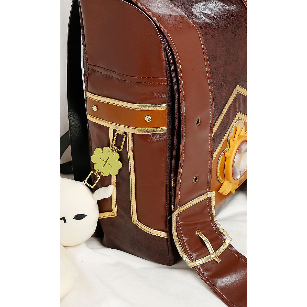 Cosplay.fm Brown PU Leather Bag Cute Backpack with Accessory
