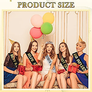 Jexine 11 Pcs Birthday Sash for Women Birthday Squad Sash and Crown Silver Rhinestone Tiara White and Black Happy Birthday Sash for Women Group Girls Birthday Party Accessories