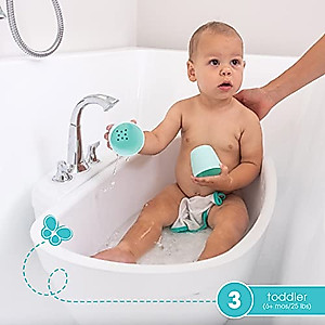 Summer® My Size™ Tub 4-in-1 Modern Bathing System - for Ages 0-24 Months – Baby Bathtub Includes Soft Support, Pull-Down Sprayer and Removable Water Tank, Rinse and Pour Cups, and Drain Plug