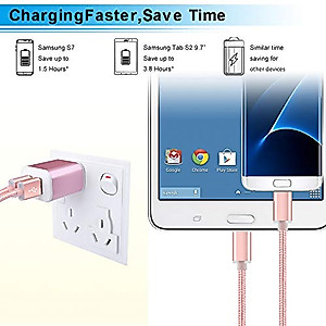 Wall Charger, Micro USB Cable, 2.1A Dual Port USB Wall Charger Cube Fast Charging Block with 2Pack 6ft Android Charging Cord for Samsung Galaxy S6 S7 Edge M10 J8 J7 J6 J5 J4 J3, LG G3 G4 K50 K40 K20