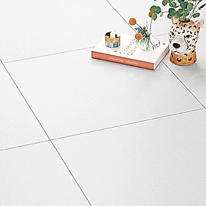 FunStick Peel and Stick Floor Tile Waterproof 12x12 In White Vinyl Flooring Peel and Stick Flooring for Bathroom Stick on Floor Tiles Removable Sticky Tiles for Kitchen Bedroom Laminate Flooring 5 Pcs