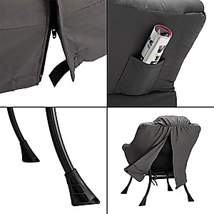 HollyHOME Fabric Large Lazy Chair, Accent Reading Chair, Cozy Lounge Chair with Armrest, Leisure Sofa Chair for Living Room, Bedroom, Dorm, Dark Grey