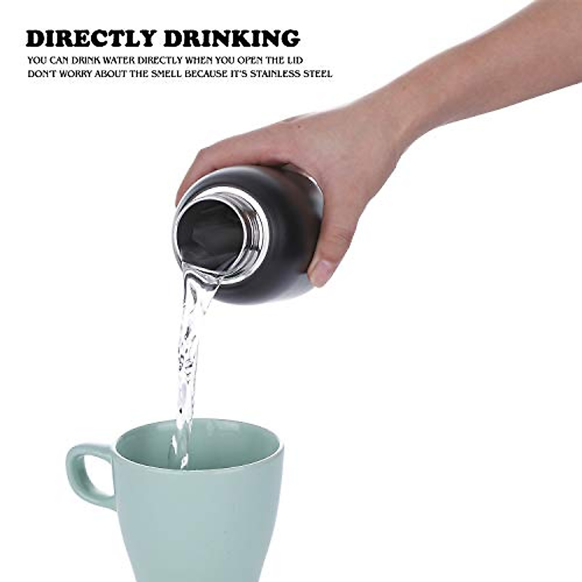 10.15oz/300ML Mini Thermal Mug Leak Proof Vacuum Flasks Travel Thermos Stainless Steel Drink Water Bottle Small Thermos Cups for Indoor and Outdoor by Floor88 (Black)