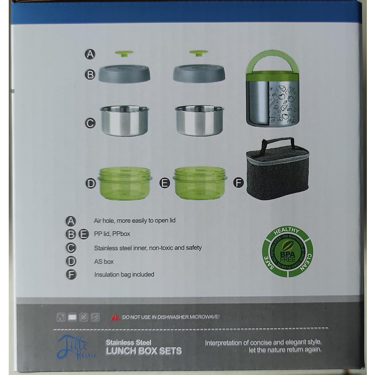 Lille Home Lunch Box Set, An Vacuum Insulated Bento/Snack Box Keeping Food Warm for 4-6 Hours, Two BPA-Free Food Containers, A Lunch Bag, A Portable Cutlery Set, Smart Diet, Weight Control (Pink)