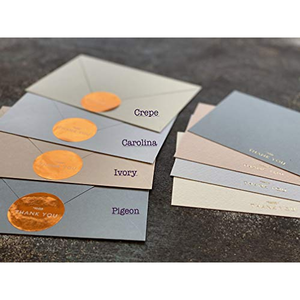 (36 Pack) Thank You Cards With Envelopes & Stickers - Elegant Dusty Blue Emboss Gold Foil Pressed - Blank Notes Wedding, Bridal, Baby Shower, Business and Formal All Occasion Cards (Dusty Blue)