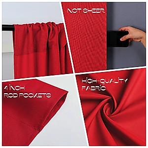 Joydeco Red Backdrop Curtain for Parties, Photography Backdrop Drapes for Wedding Background Decorations, Wrinkle Free 5ft x 10ft Set of 2 Panels Curtains with Rod Pockets