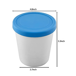 YQMYXG 32 Oz Ice Cream Containers for Homemade, Ice Cream Containers with Silicone Lids Leak-Free, Reusable Ice Cream Storage Containers for Freezer Chocolate Sorbet, (4 Pack - 1 Quart Each)