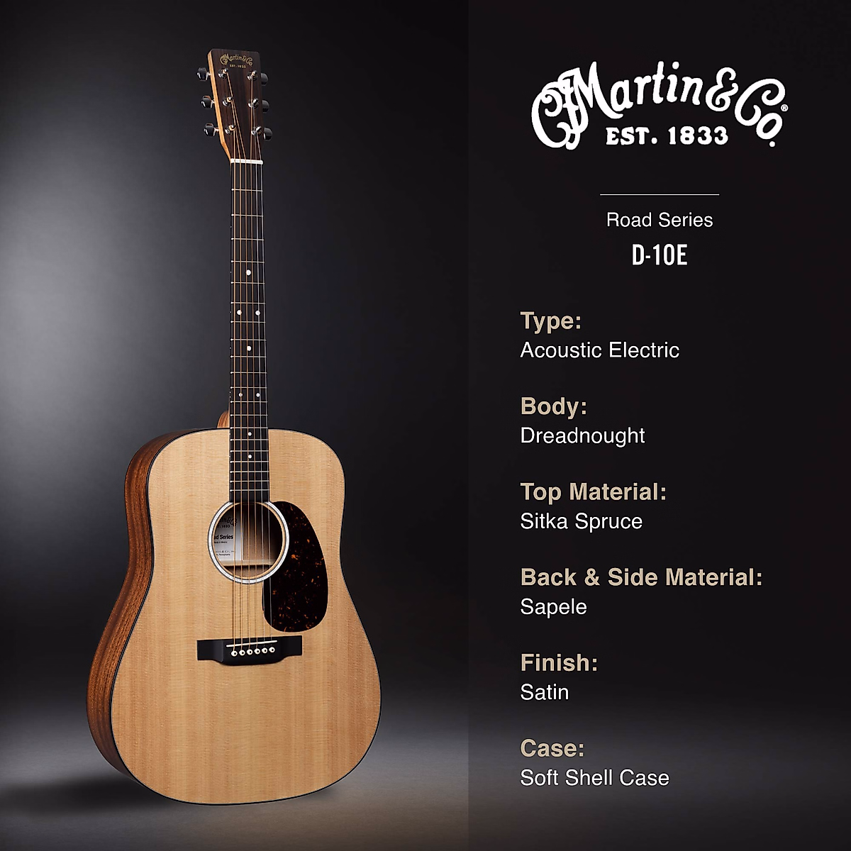 Martin Road Series D-10E Satin Sitka/Sapele Natural