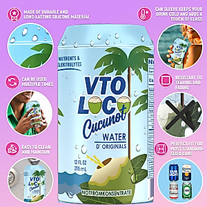 Skywin Silicone Can Sleeve (2 Pack) - Can Cover Hides Can by Disguising it as a Can of Natural Coconut Water (Blue)