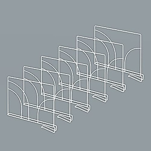 Shelf Dividers for Closet Organization Closet Shelf Divider for Wood Shelves Metal Closet Shelf Separators for Clothes Book Wardrobe, 6 Pack (White)