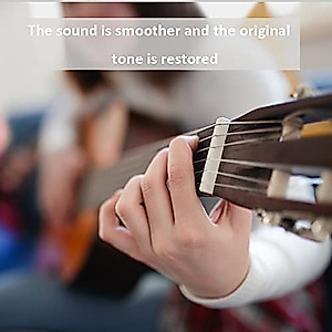 Frenflu 2 Sets 4pcs 6 String Acoustic Guitar Bone Bridge Saddle and Nut Made of Real Bone (Ivory)