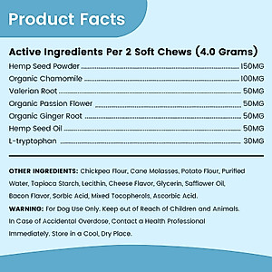 Calming Chews for Dogs - Dog Calming Treats - Calming Aid Dog Supplement - Helps with Dog Anxiety Relief, Separation, Barking, Stress Relief - Natural Calming Relaxer for Aggressive Behavior