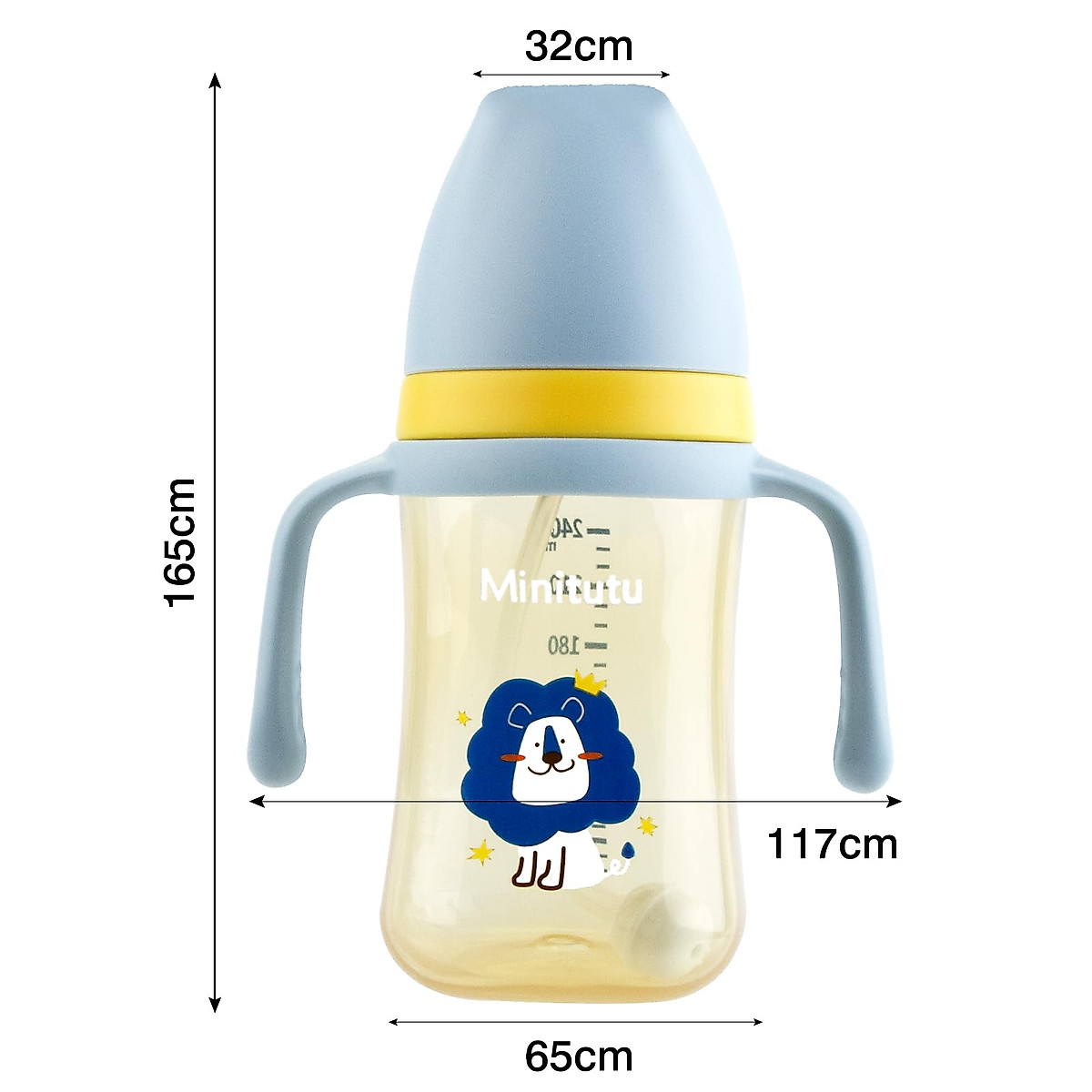 Weighted Straw Sippy Cup,Sippy Cup with Straw and Handles,Weighted Straw Trainer Cup,No-Spill Easy Grip Cup with Soft Flex Spout,with 3 Sippy Spouts for Baby and Toddlers (Blue)