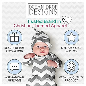 Ocean Drop Designs Baby Gowns 2 Packs (0-6 M) - 100% Cotton Newborn Coming Home From Hospital Outfit, Knotted Gown Baby Newborn, Nightgown, Hospital Outfit, Newborn Outfit for Boys & Girls