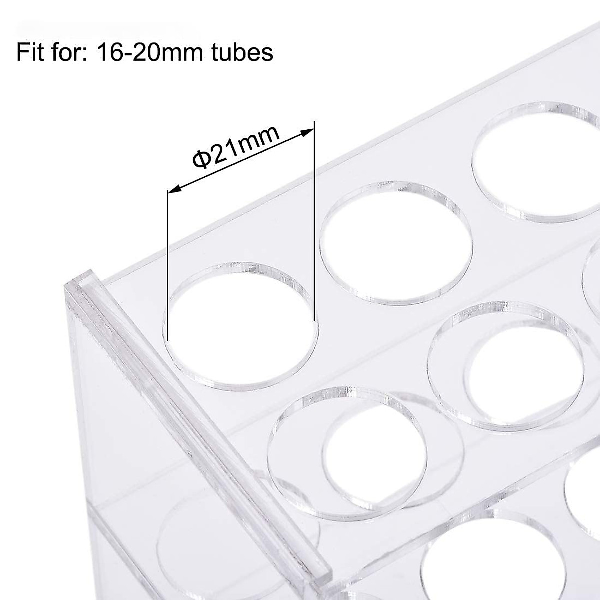 KNMNIU Acrylic Test Tube Holder Rack 12 Sockets for 25ml Centrifuge Tubes Clear (25ml,12 Sockets)