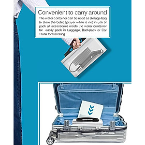 2Clean Portable Bidet Sprayer, Portable Electric Rechargeable Travel Bidet, Handheld Soft Pressure Sprayer for Bathroom, rv Car and Outdoor, Muslim, Hiking and Camping(Bidet Sprayer with 2.3L), Black