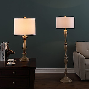 ORE HBL2629 Coastal Wood Effect Polyresin Floor Lamp, 61.5"