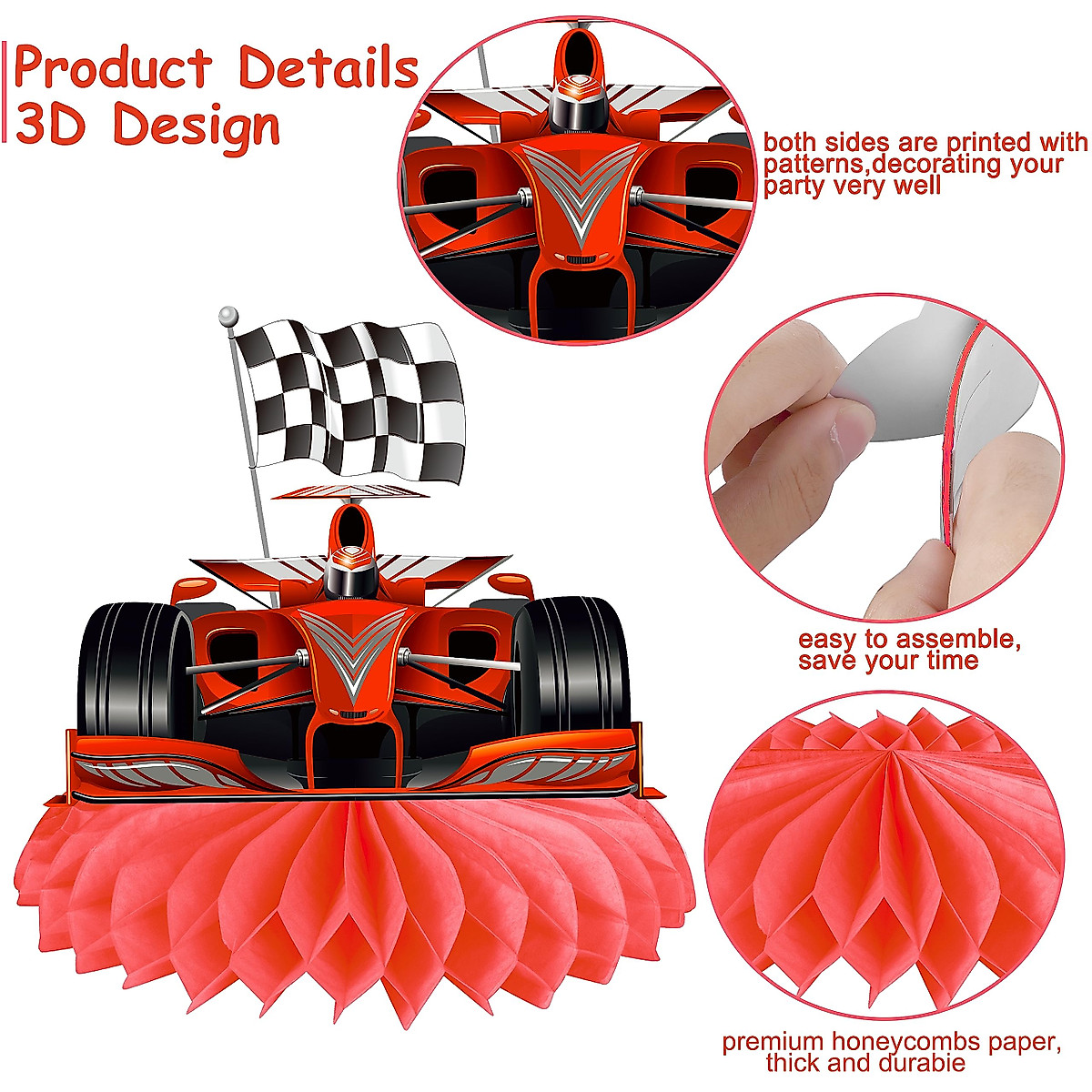 C L cooper life 12Pcs Race Car Birthday Centerpieces for Children Car Racing Decorations for Race Car Birthday Supplies Race Car Party Decor Cars Birthday Party Supplies